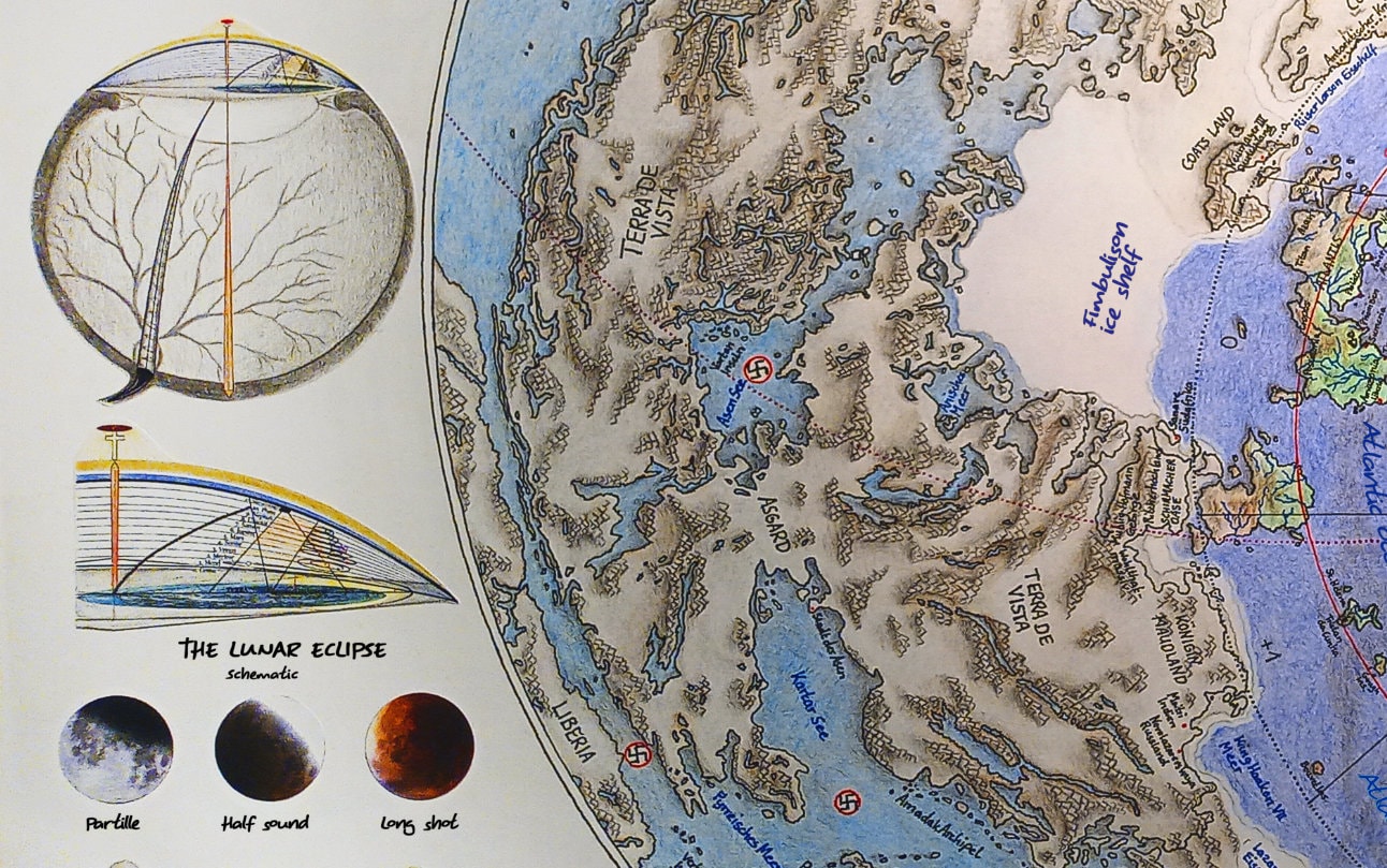 ENGLISH Version Plasma Moon Map Cotton Canvas XXL Poster More Land ...