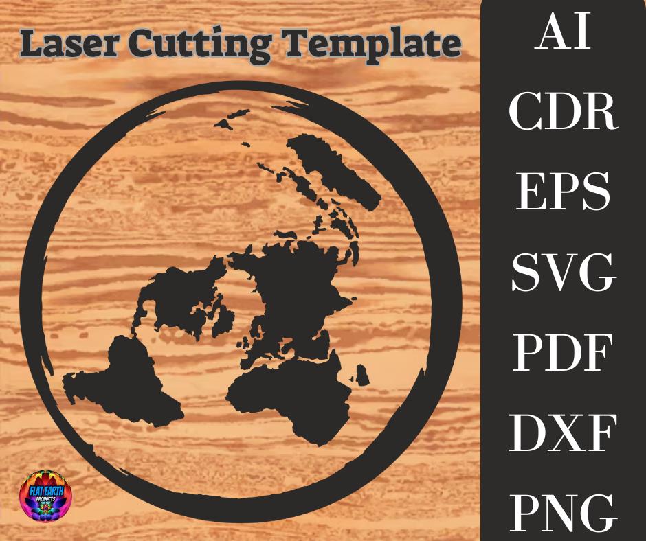 Flat Earth Map Template Files, SVG, PDF, DXF, Png, Laser Cutting ...