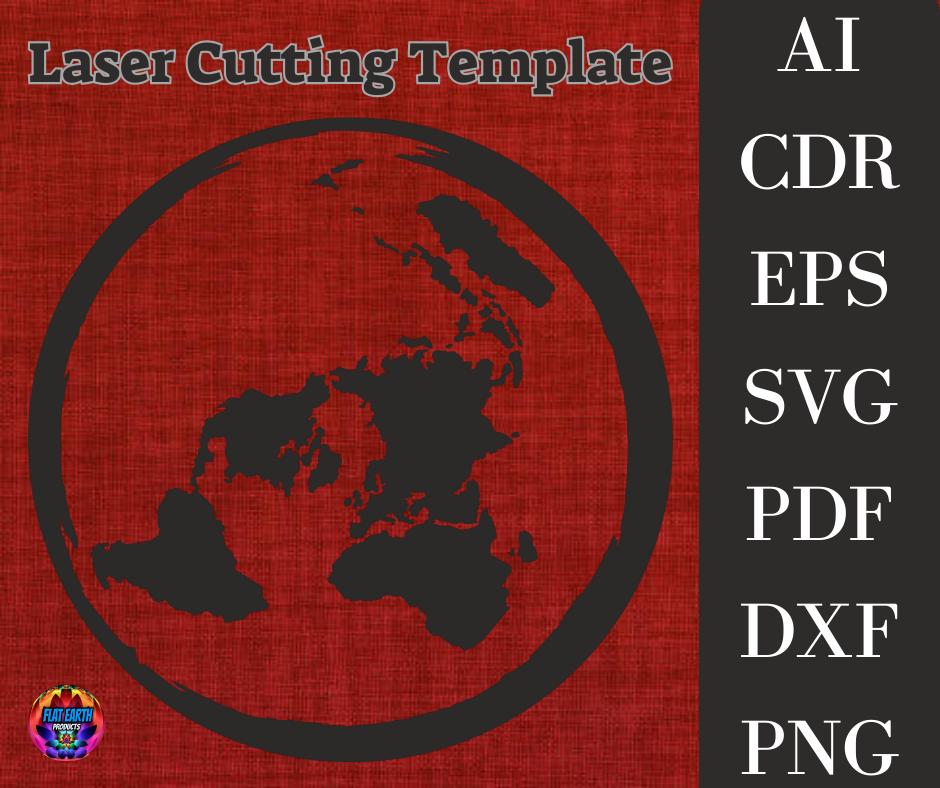 Flat Earth Map Template Files, SVG, PDF, DXF, Png, Laser Cutting ...
