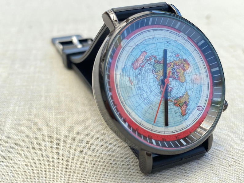 New Standard Map of the World Wristwatch Flat Earth Gleason's Watch ...