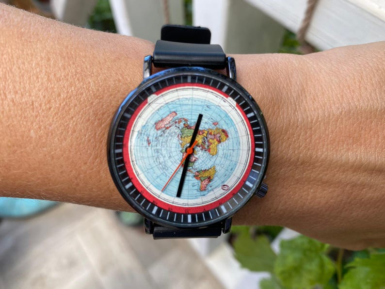 New Standard Map of the World Wristwatch Flat Earth Gleason's Watch ...