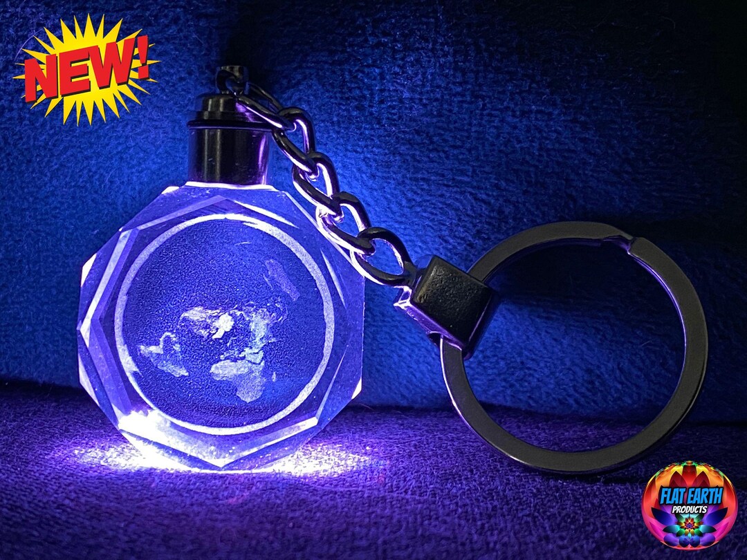 Flat Earth Glow Crystal Keychain Pendant Gift Gleason World Map Keyring ...