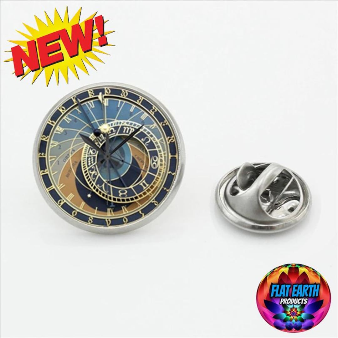 Prague Astronomical Old Clock Lapel Pin Czech Orloj Map Dome Badge ...