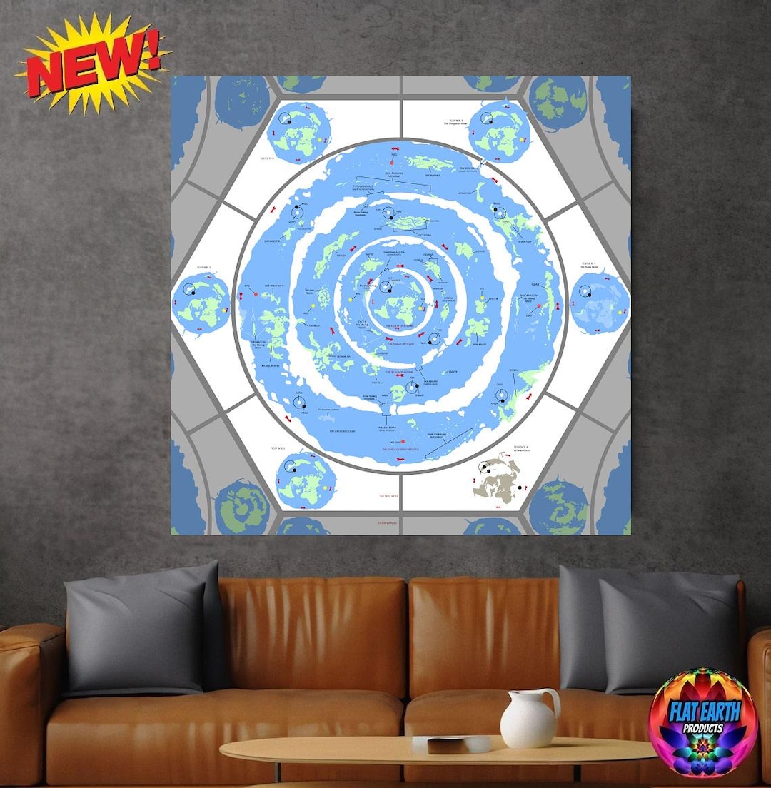 Flat Earth Worldmap Canvas Poster Beyond the Ice Wall of Antarctica ...