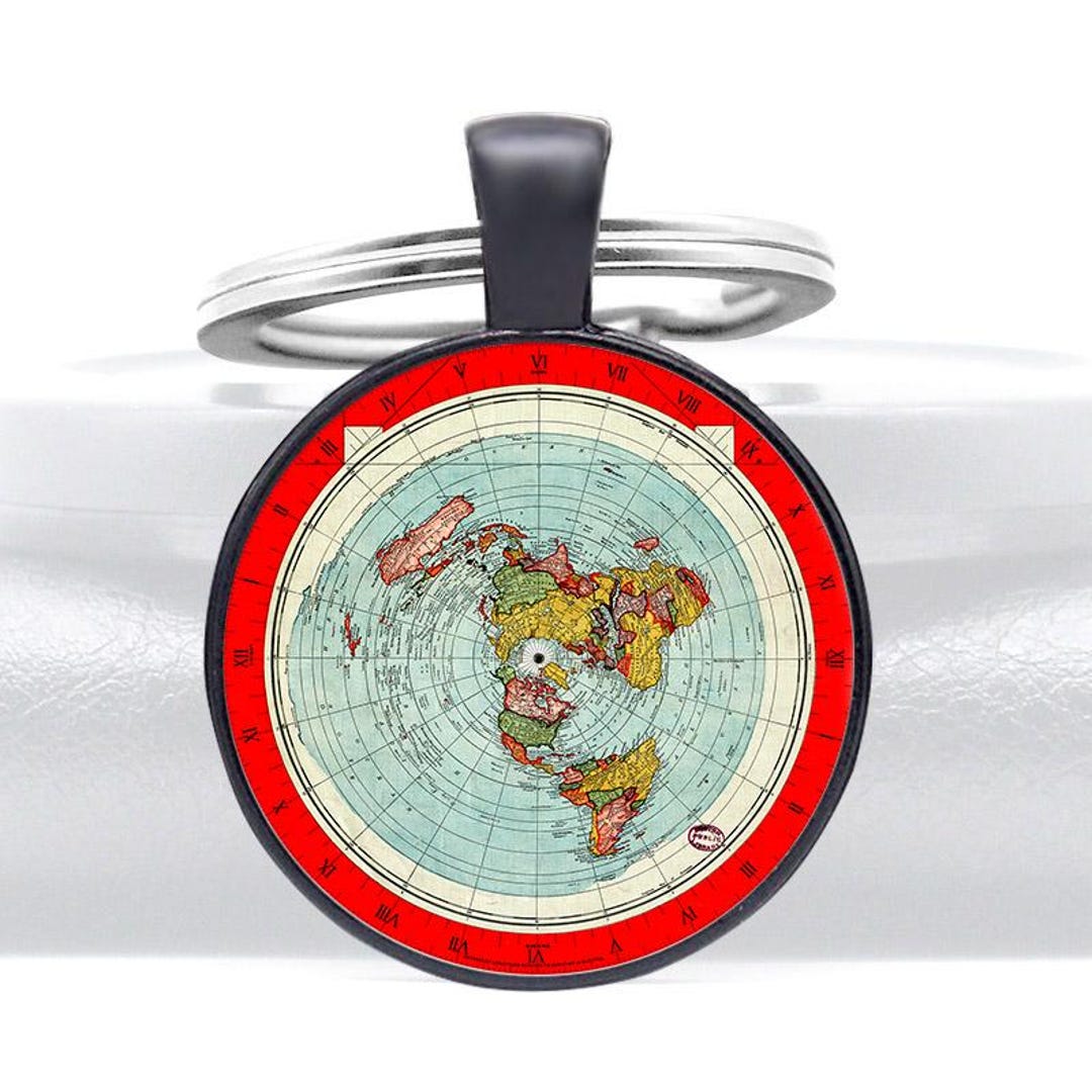 Gleason 1892 New Standard Map of the World Flat Earth Keychain Pendant ...