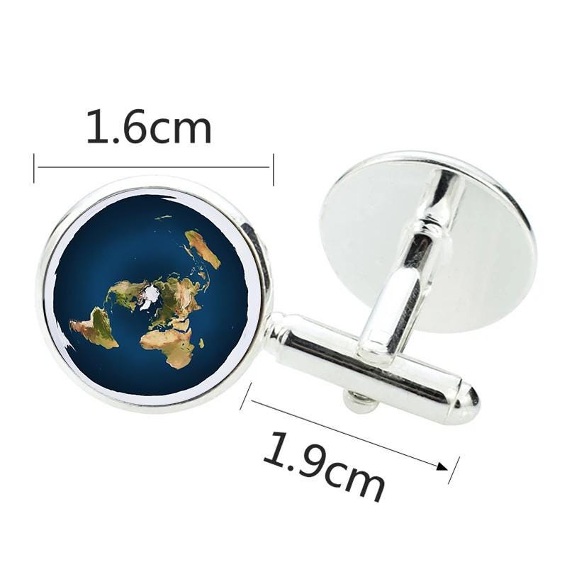 Flat Earth Cufflinks Gleason World Map Hyperborea Rupes Nigra Cuff ...