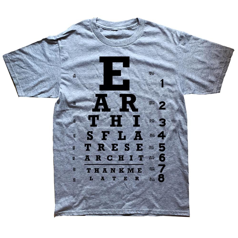 Earth is Flat Eye Chart Test Vision T-shirt Model Map Snellen Unisex ...