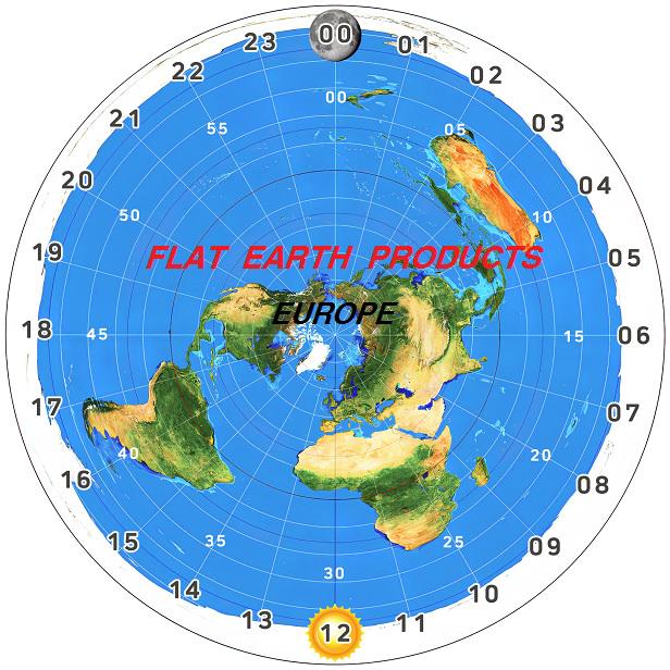 Flat Earth 24-hour Mechanism Wall Clock Azimuthal Equidistant World Map ...