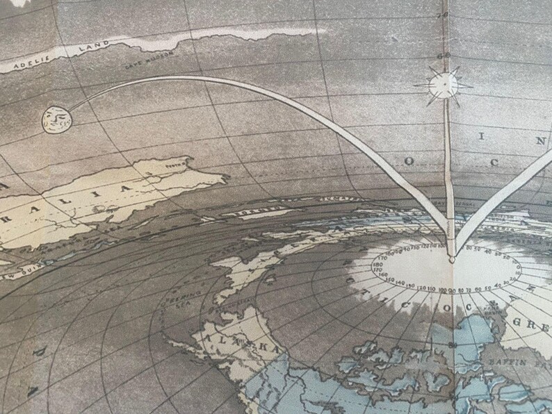 Vintage Flat Earth Flag Map by Orlando Ferguson 1893 the Square and ...