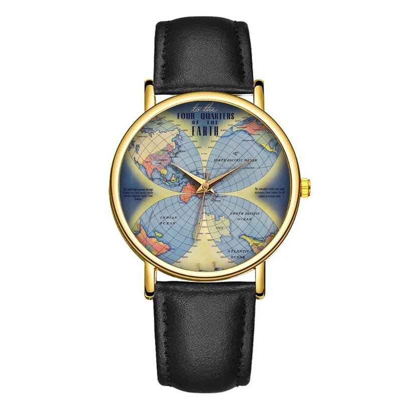 Qantas Empire Airways Flat Earth Map Wristwatch 1938 World Watch Men ...