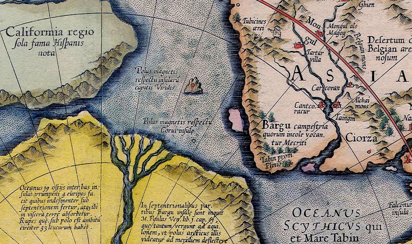 Flat Earth Hyperborea North Pole World Map Canvas Poster XL Printing HD ...