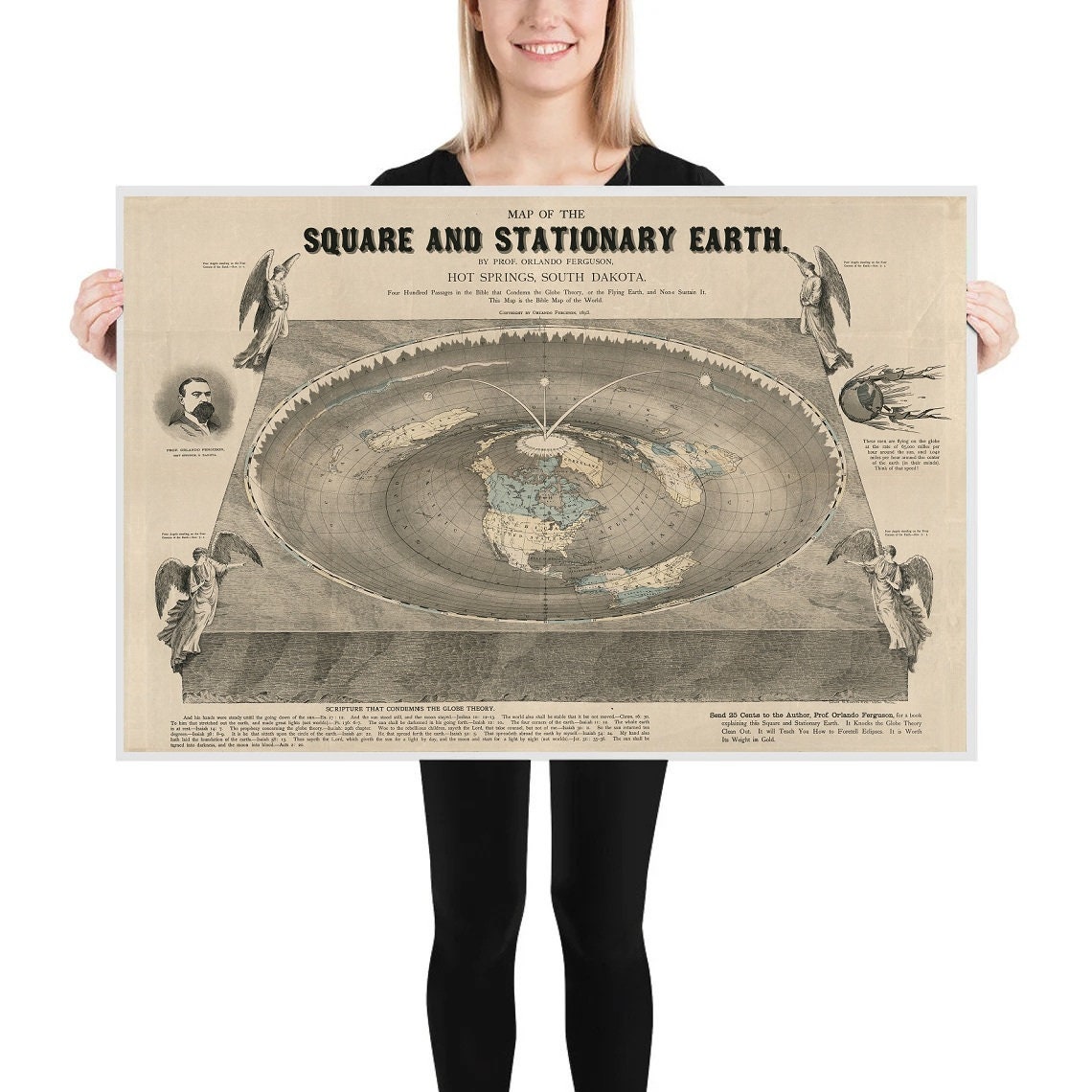 Flat Earth Map by Orlando Ferguson 1893 Hi-res Digital Download ...