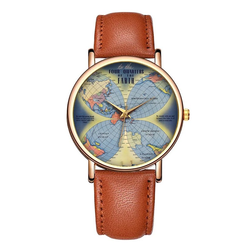 Qantas Empire Airways Flat Earth Map Wristwatch 1938 World Watch Men ...