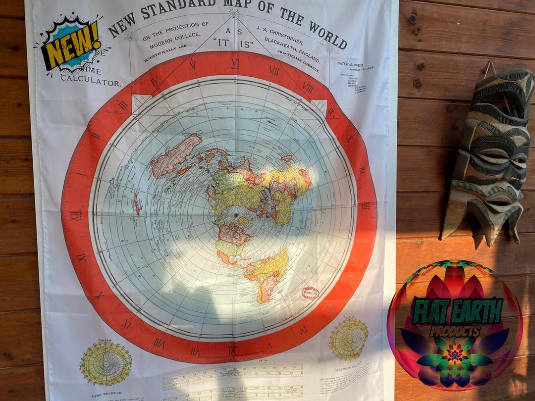 XXL Size Flag New Standard Map of the World Gleason's 1892 Flat Earth ...