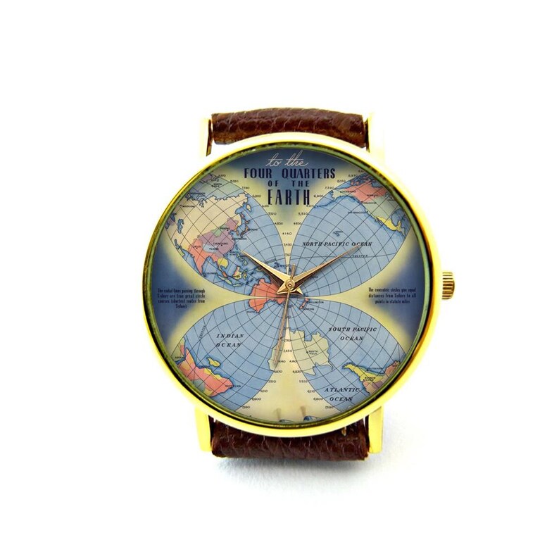 Qantas Empire Airways Flat Earth Map Wristwatch 1938 World Watch Men ...