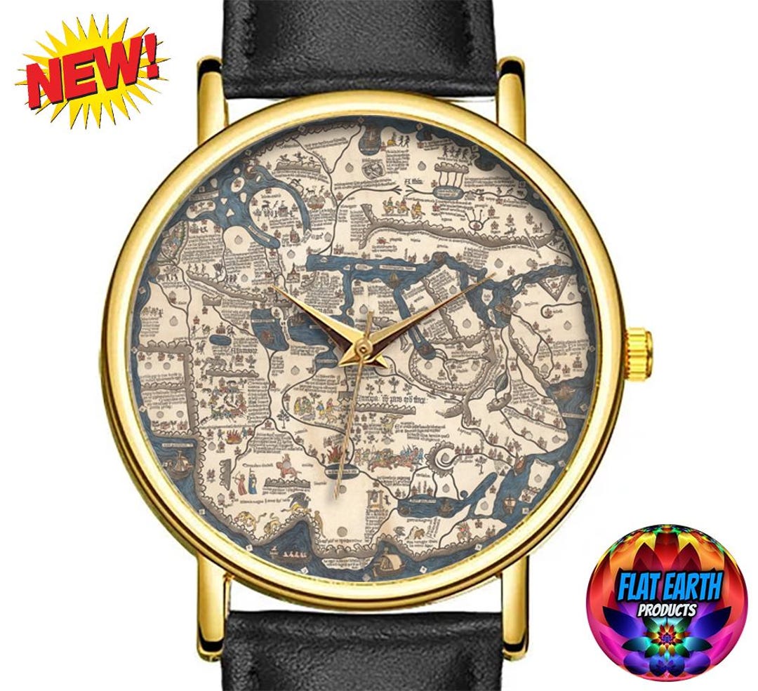 Borgia Flat Earth World Map Watch 1797 Medieval Mappa Mundi Wristwatch ...