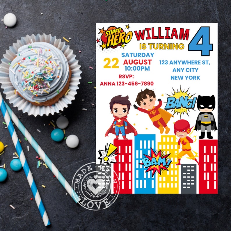 SUPERHERO INVITATION - Etsy