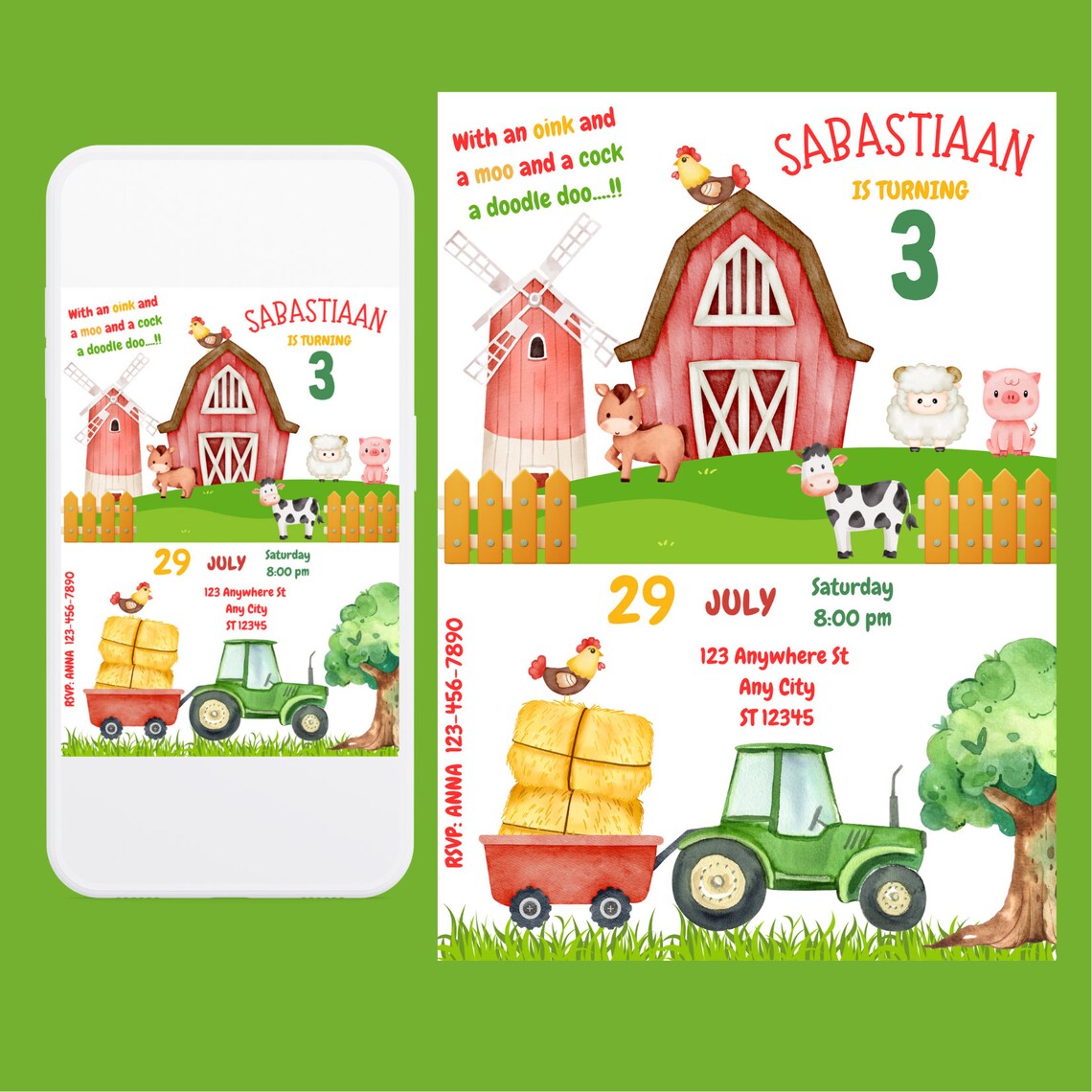 FARMING INVITATION KIDS - Etsy