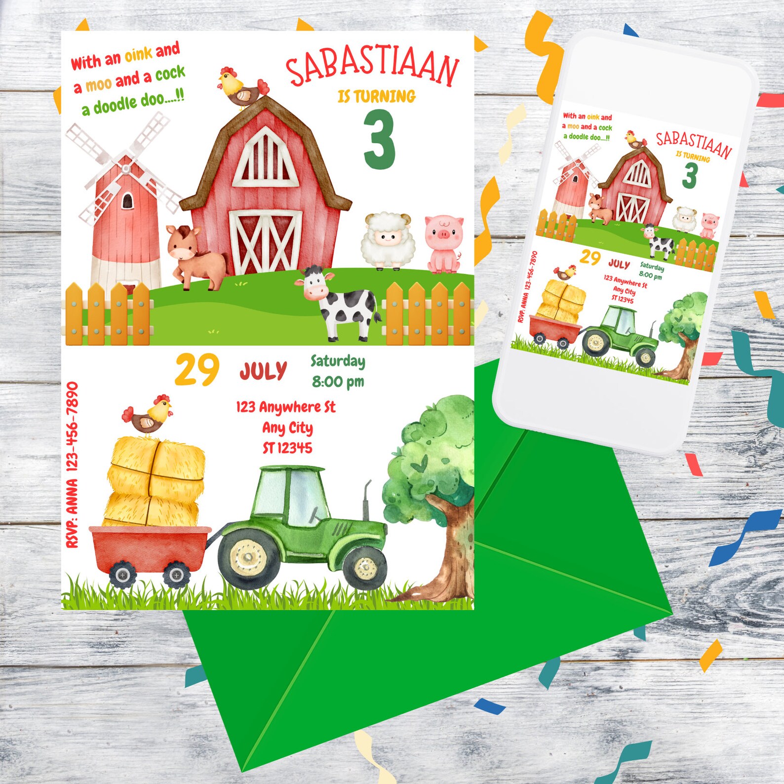 FARMING INVITATION KIDS - Etsy