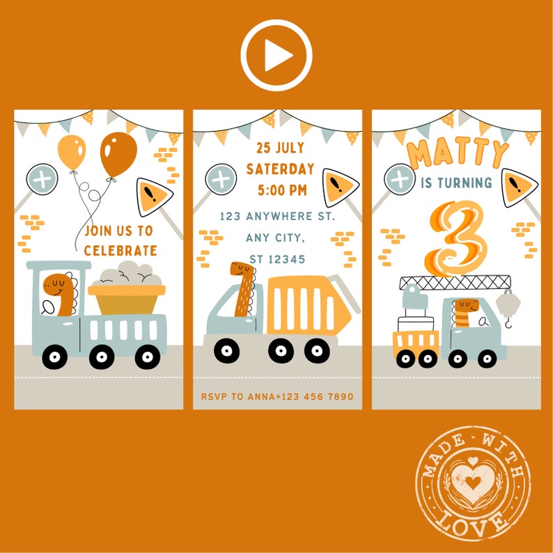 CONSTRUCTION INVITATION, Cute Digital Construction Party Invitation - Etsy