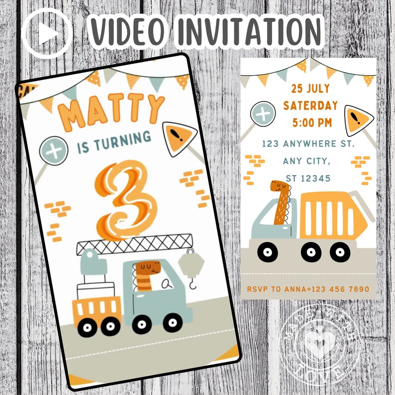CONSTRUCTION INVITATION, Cute Digital Construction Party Invitation - Etsy