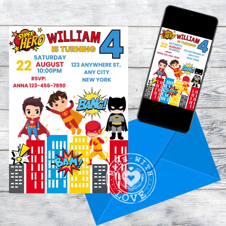SUPERHERO INVITATION - Etsy