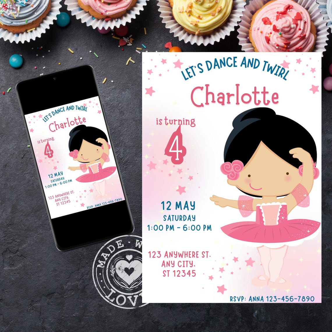 BALLERINA INVITATION Cute Little Girls' Ballet Ballerina Invitation ...