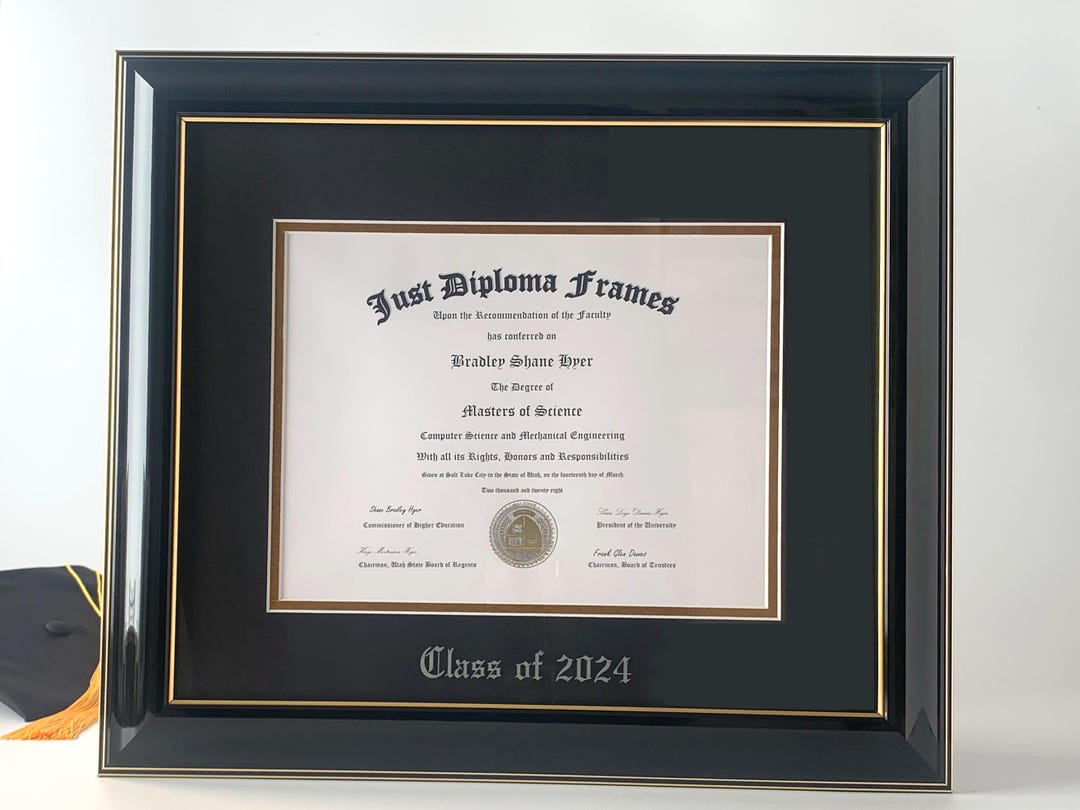 Laser Etched Black Diploma Frame - Etsy