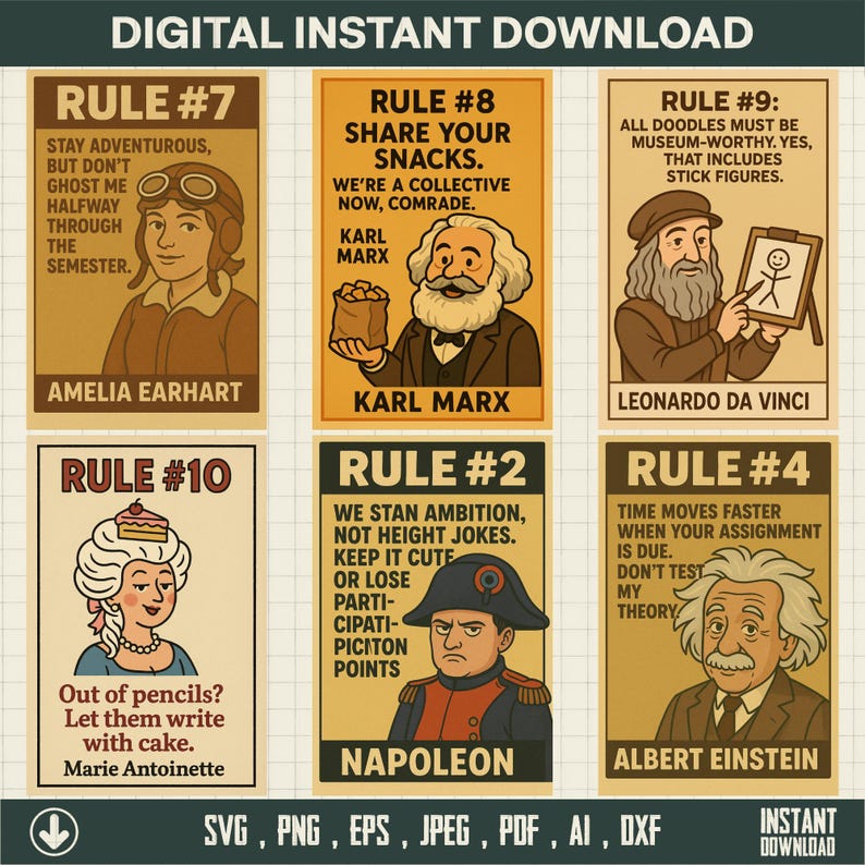 Funny US History Teacher Posters: Historical Figures, Classroom Decor ...