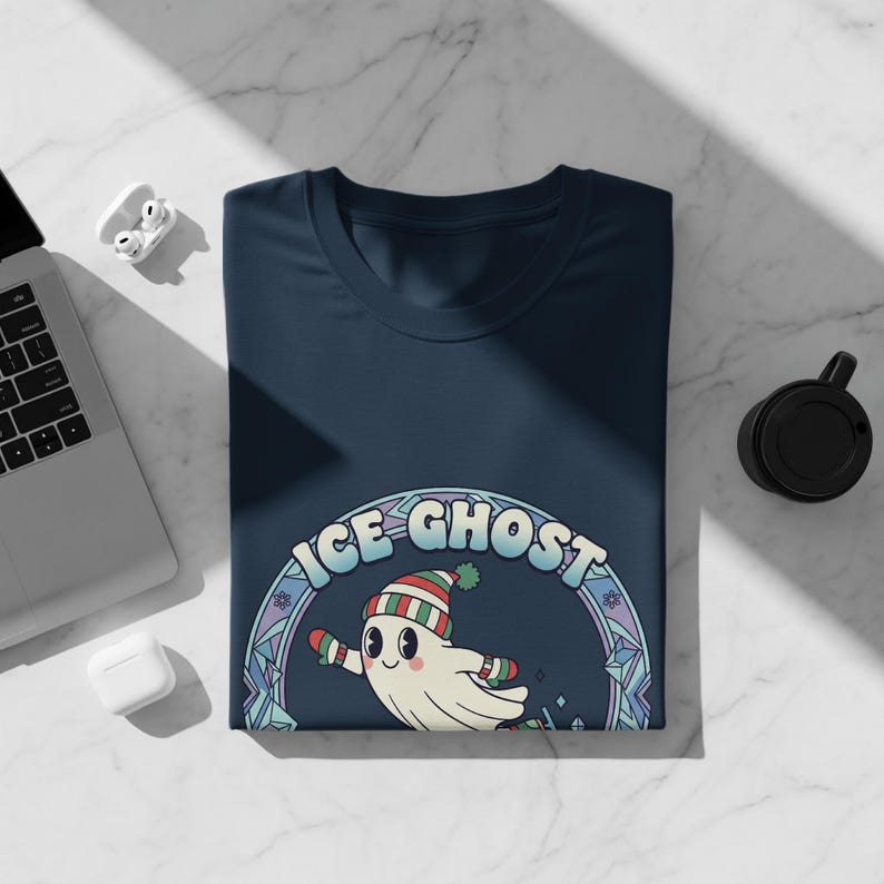 Ice Ghost T-shirts, Cute Skating Ghost, Winter Sports 2026, Glide or ...