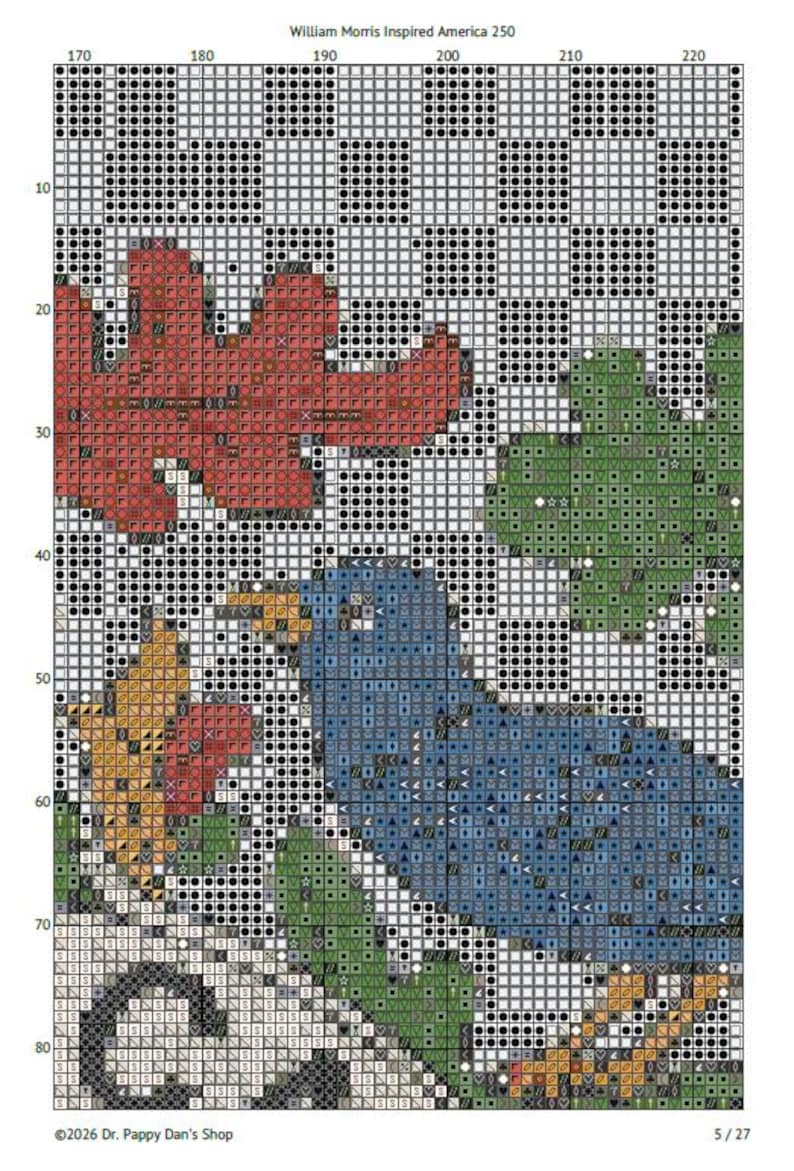 William Morris America 250 Cross Stitch Pattern 300x300 | Patriotic ...