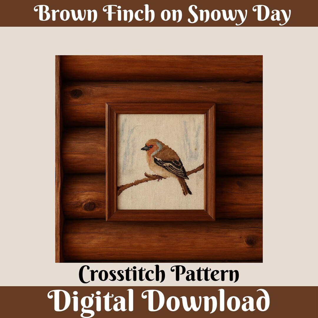 Brown Finch Cross Stitch Pattern: Winter Bird Embroidery (PDF Pattern ...