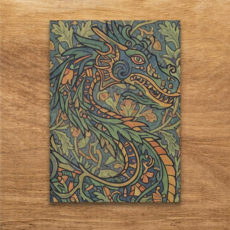 William Morris Inspired Dragon Journals and Notebooks, Ornate Arts and ...