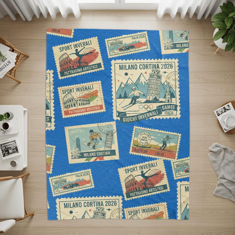 Alpine Italy Throw Blanket 2026, Milan Cortina Winter Decor, Snow ...