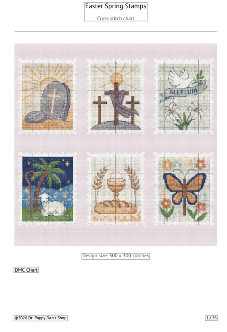 Spring Easter Cross Stitch Pattern 300x300 | Religious Easter Sampler ...