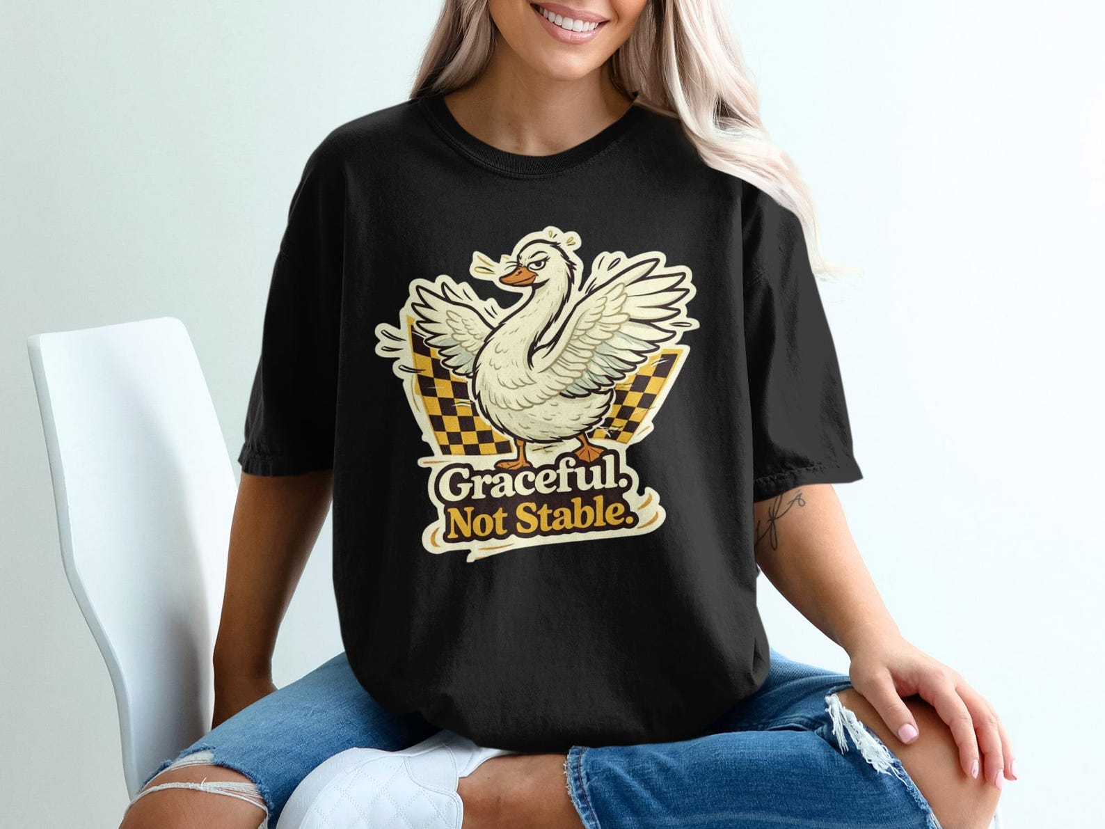 Sassy Swan T-shirt, Graceful Not Stable, Retro Winking Bird Apparel - Etsy