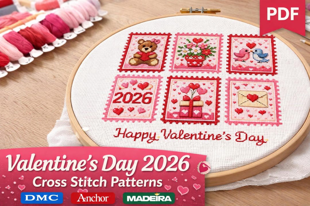 Valentine’s Day 2026 Cross Stitch Pattern | Love Sampler PDF | DMC ...