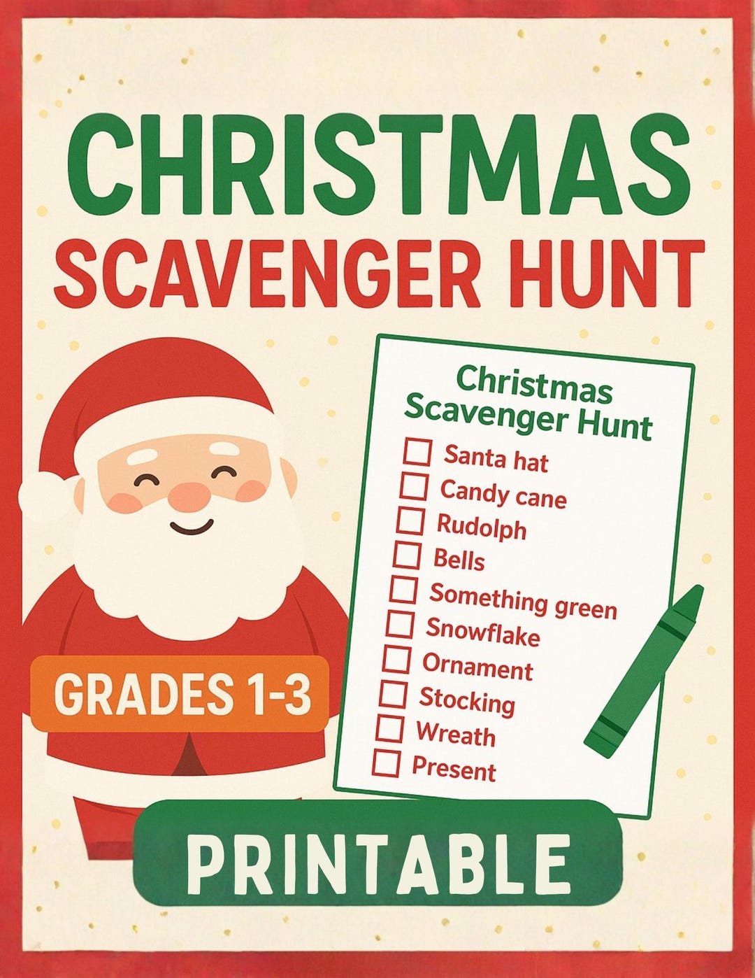 Christmas Classroom Scavenger Hunt | Holiday Printable Game (grades 1-3 ...