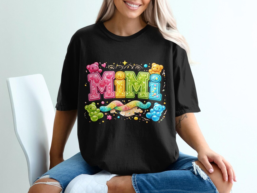 Mimi Gummy Bear Shirt Personalized Name, Colorful Candy Letters Tee ...