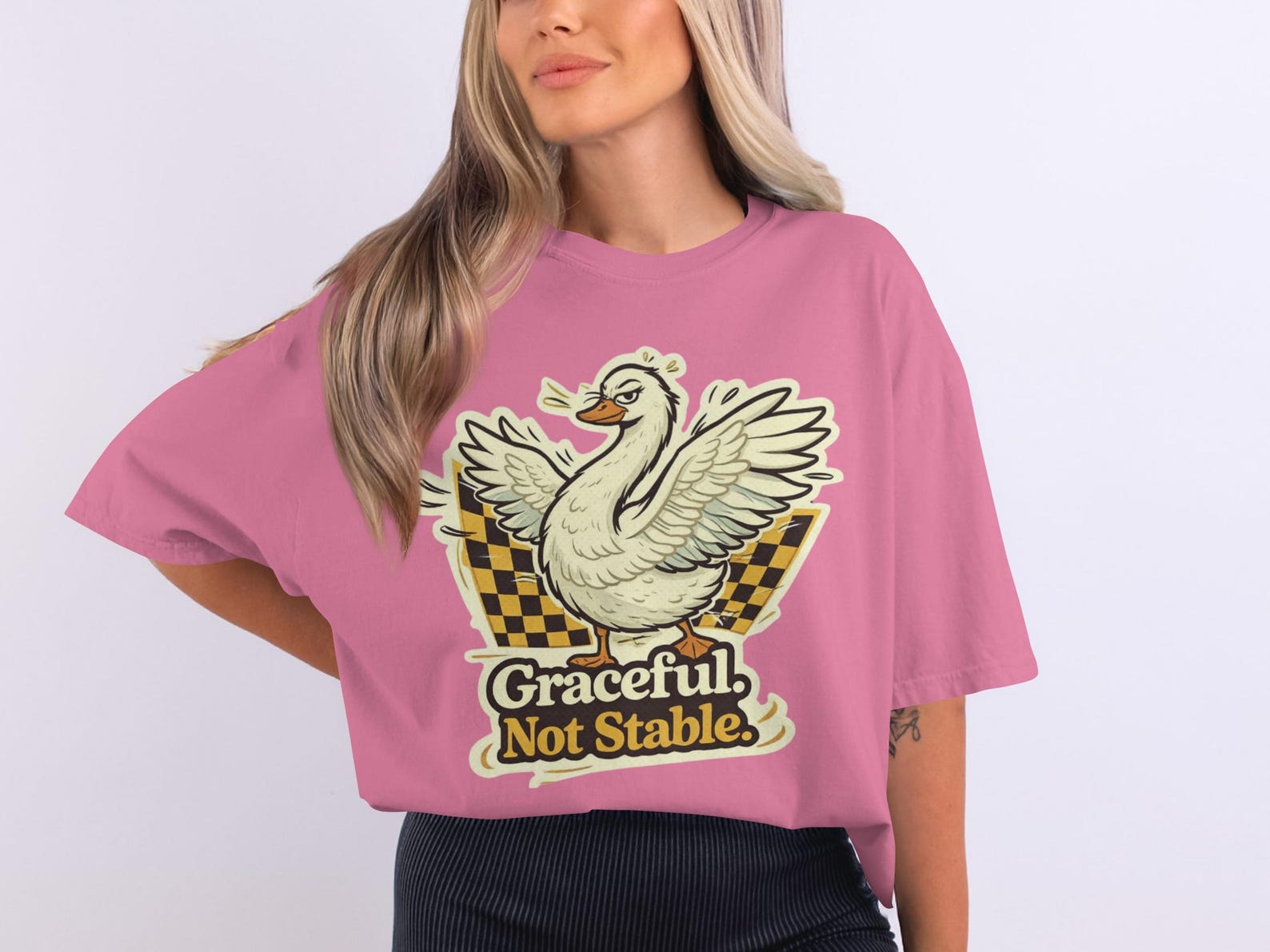 Sassy Swan T-shirt, Graceful Not Stable, Retro Winking Bird Apparel - Etsy