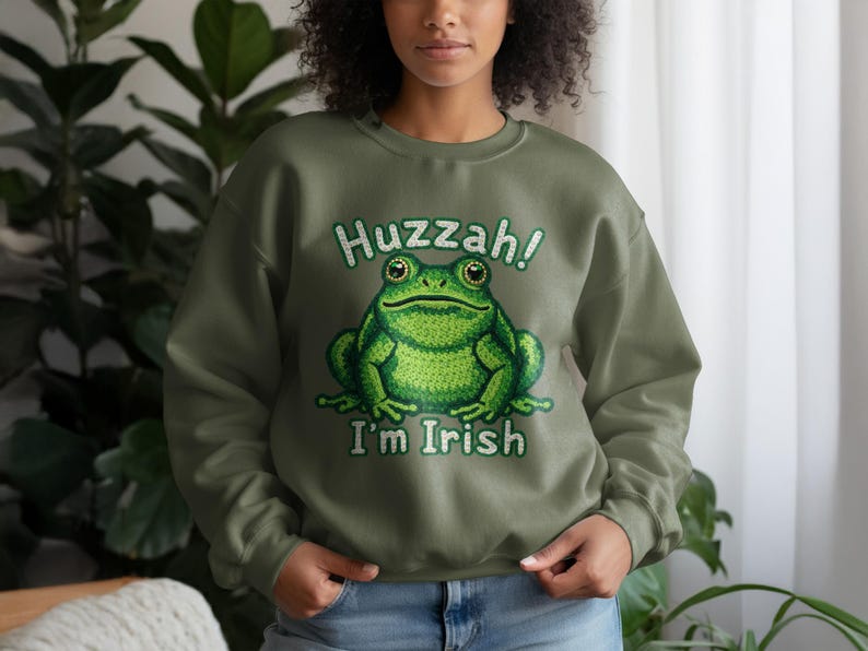 Irish Frog Digital Art, Huzzah Crochet Frog, St Patricks Day Download ...