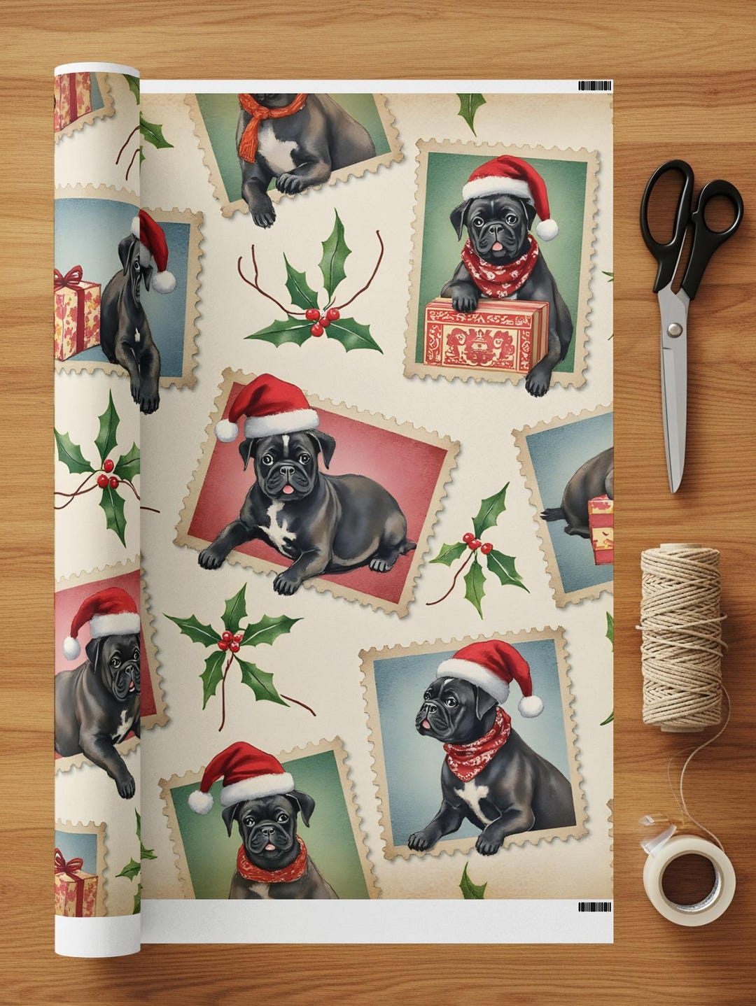 Christmas Bulldog Stamps, Holiday Dog, Cute Animal, Unique Present ...