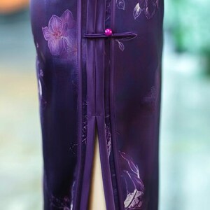 Traditional Purple Chinese Clothing Flower Cheongsam Modern Dress ...
