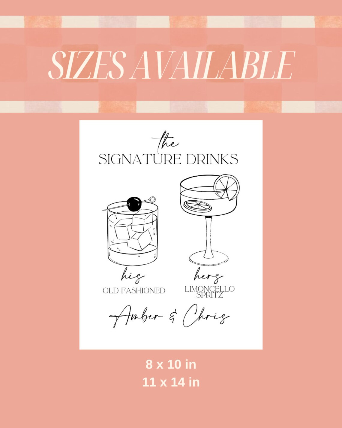 Modern Wedding Signature Drink Sign, Minimalist Bar Menu (digital ...