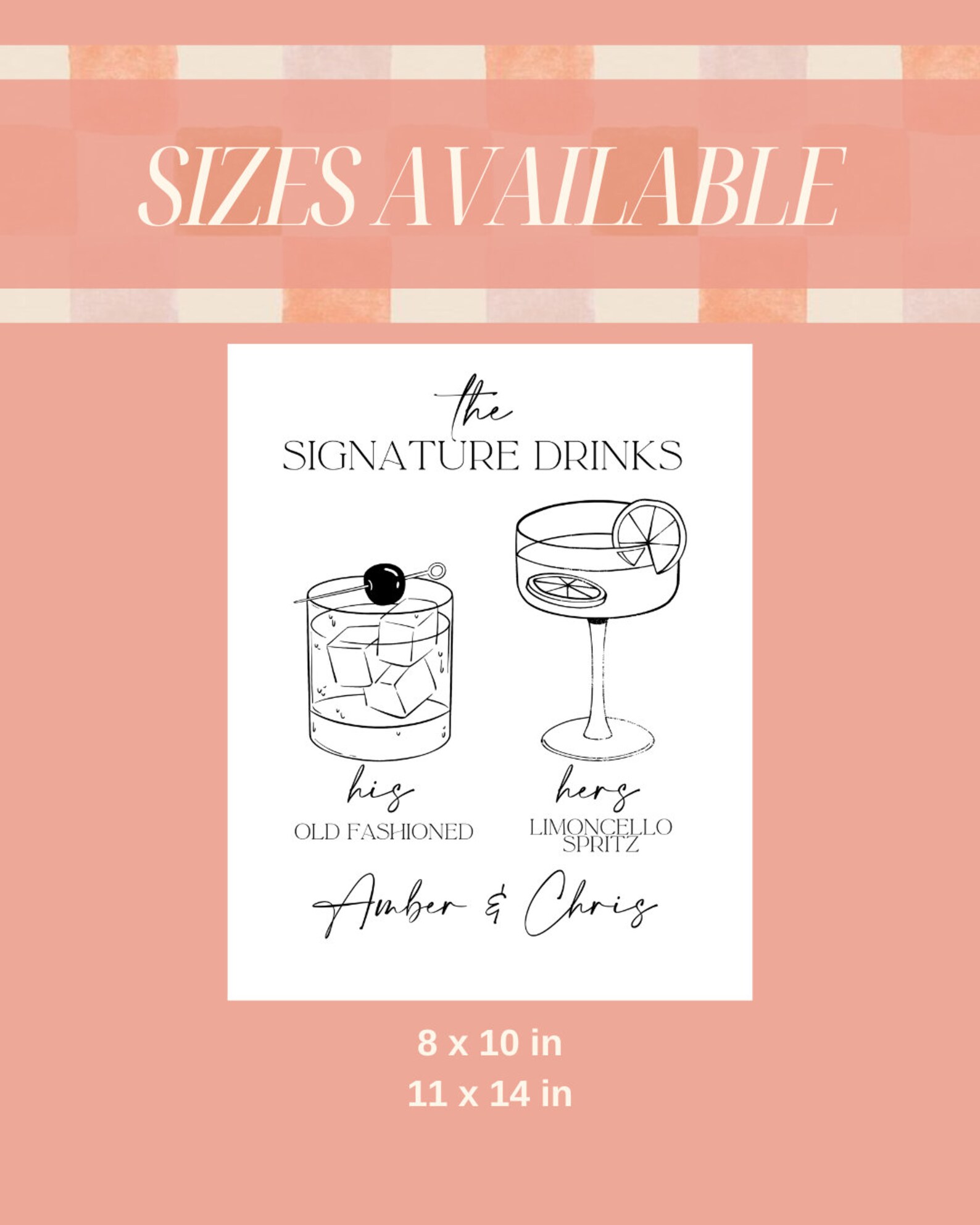 Modern Wedding Signature Drink Sign, Minimalist Bar Menu (digital ...