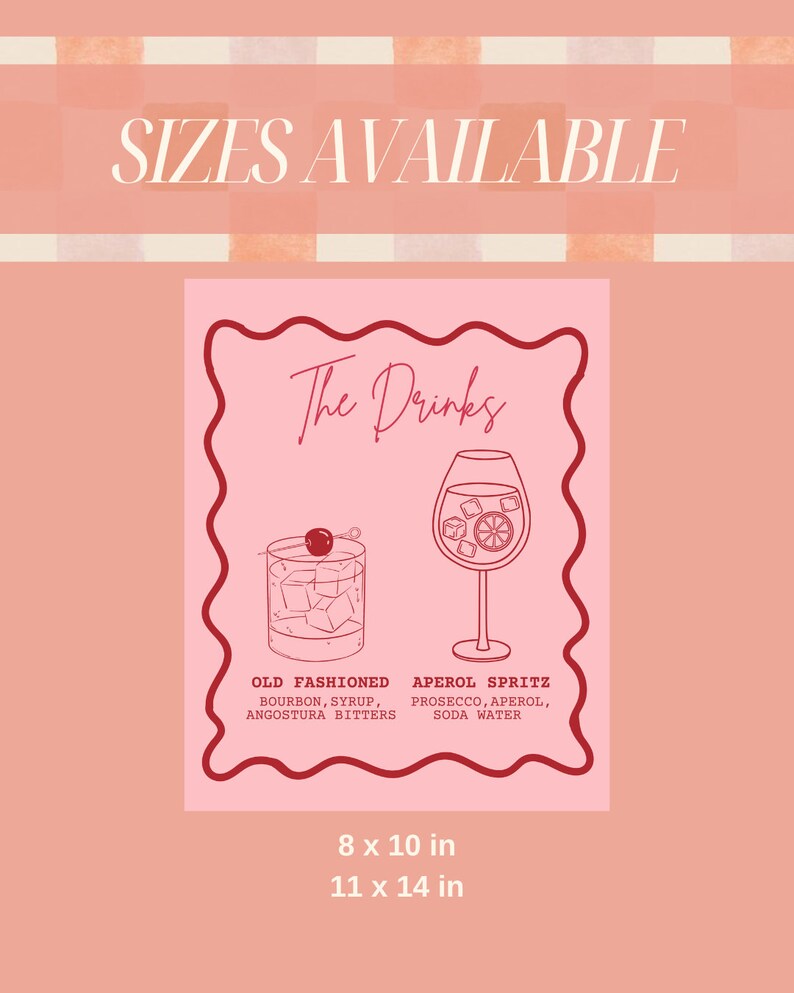 Modern Signature Drink Sign, Retro Bar Menu (digital Download) - Etsy