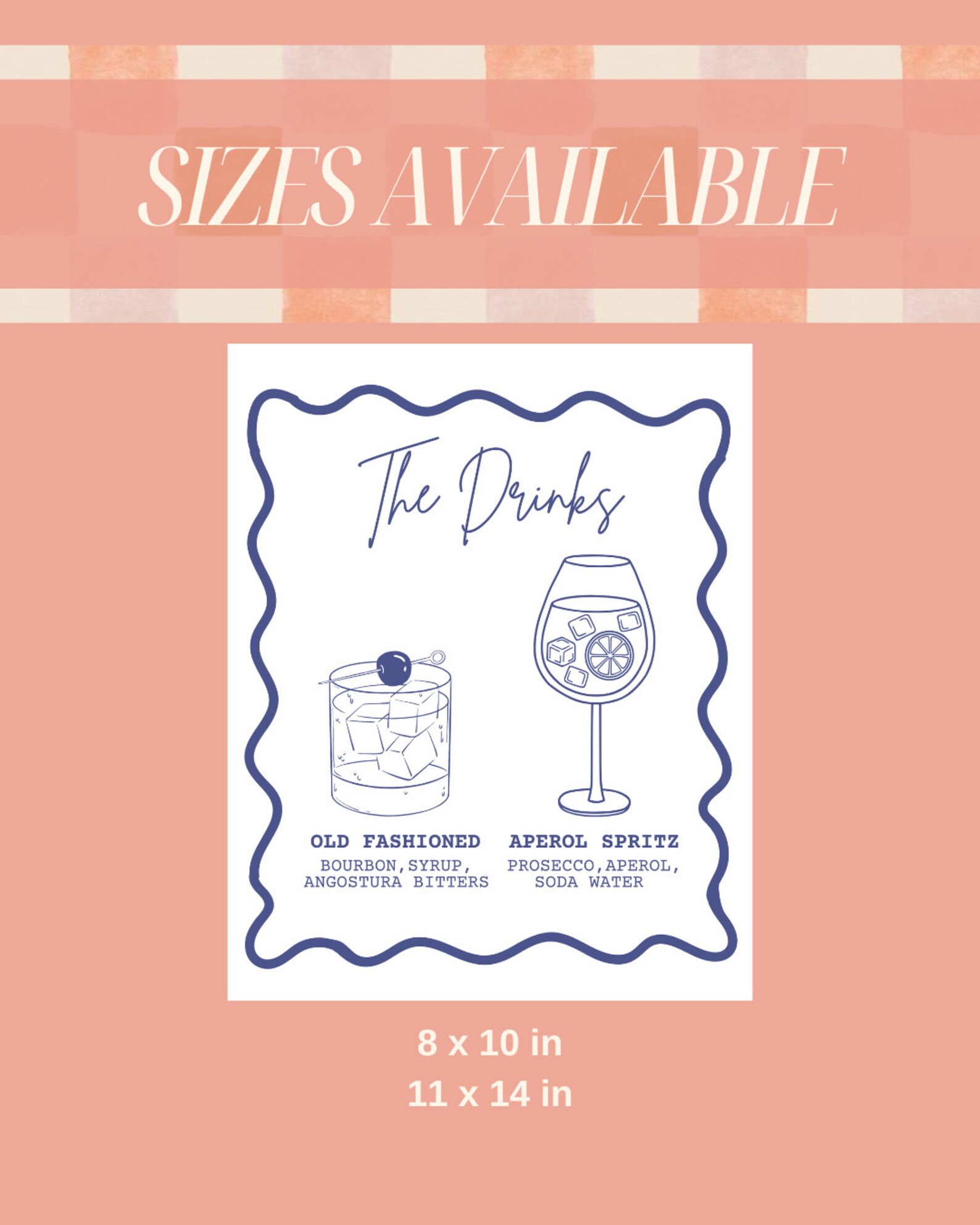 Modern Signature Drink Sign, Retro Bar Menu, Editable Template (digital ...