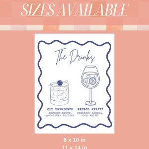 Modern Signature Drink Sign, Retro Bar Menu, Editable Template (digital ...