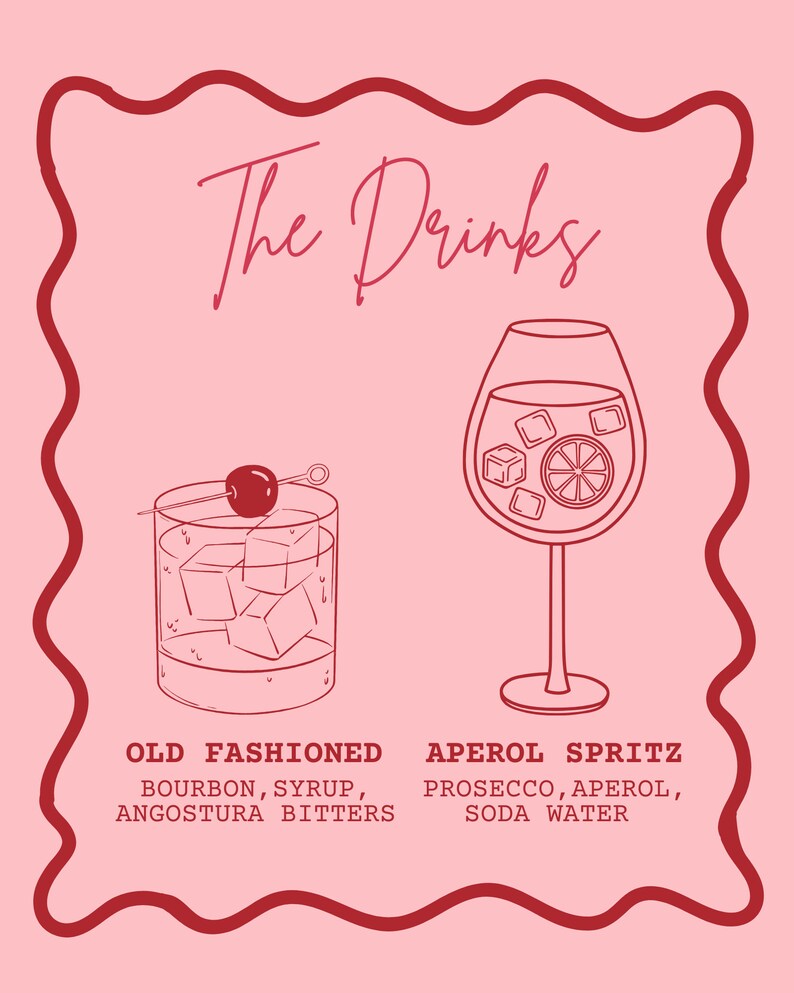 Signature Drink Sign, Modern Signature Drink Bar Sign, Retro Signature ...