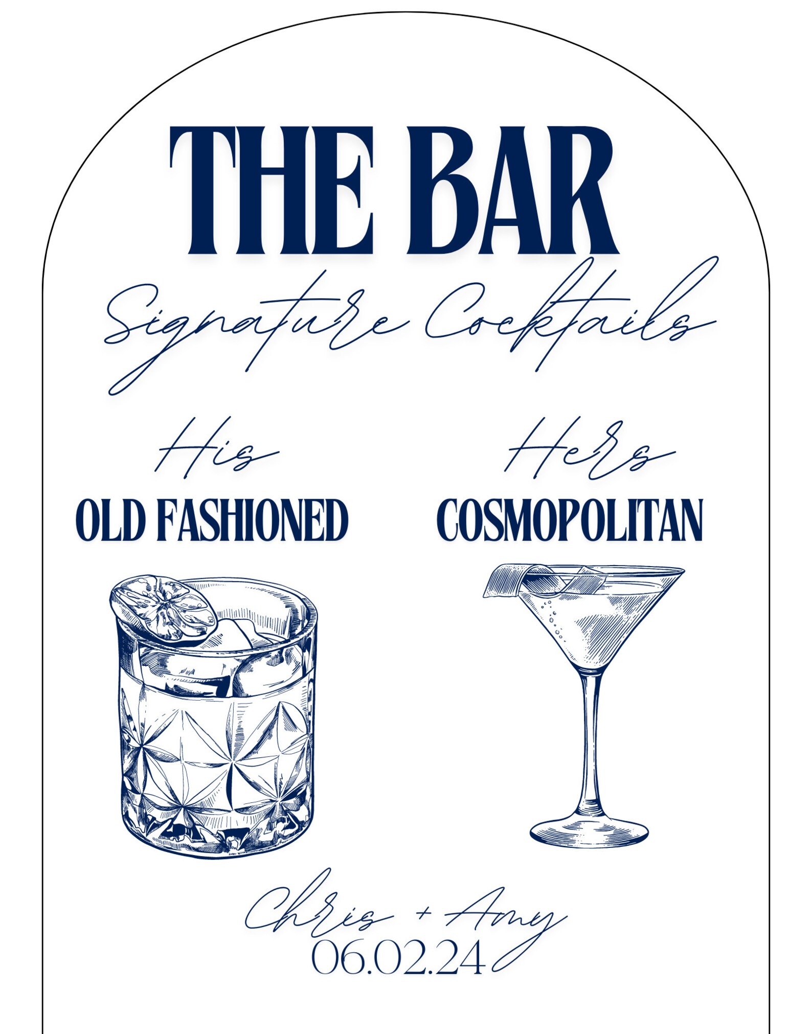 Signature Drink Sign, Modern Signature Drink Bar Sign, His and Hers Bar ...